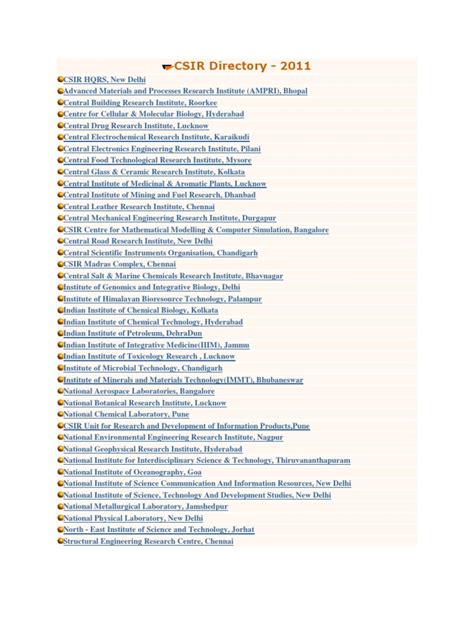 Csir Directory Pdf