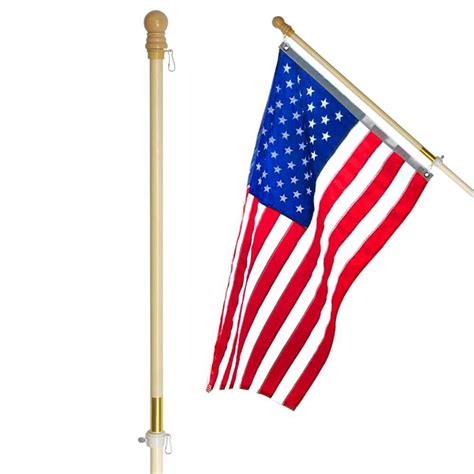 60 Solid Pine Wooden House Flagpole 0 9 Dia Anley Flags