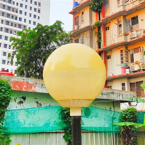 Garden Lights Are Yellow In The Flat Area Editorial Photo Image Of