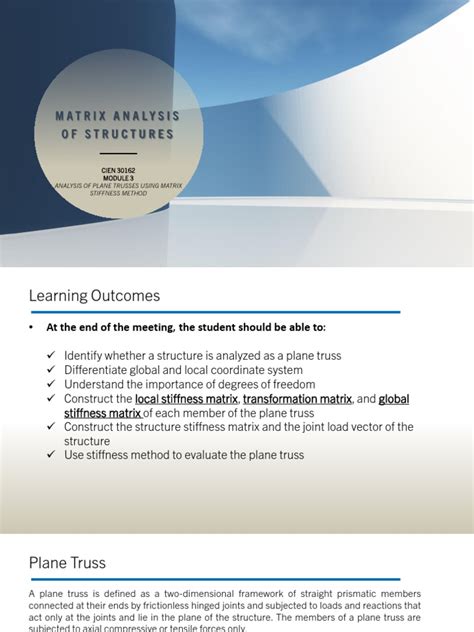 03 Analysis Of Plane Trusses Using Matrix Stiffness Method Pdf