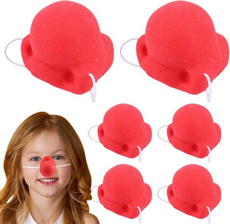 Pack Of 6 Red Clown Noses Red Foam Clown Nose Red Sponge Nose With