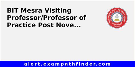 Bit Mesra Visiting Professor Professor Of Practice Post November 2025