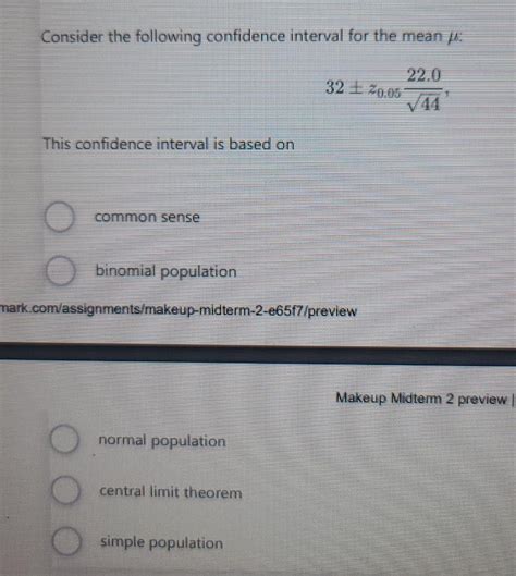 Solved In The Following Confidence Interval For The Mean μ