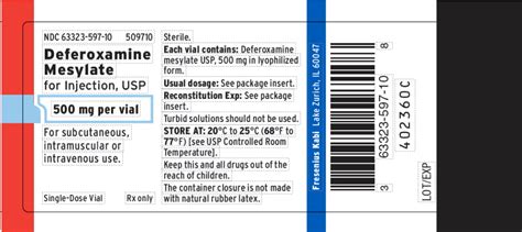 Dailymed Deferoxamine Deferoxamine Mesylate Injection Powder