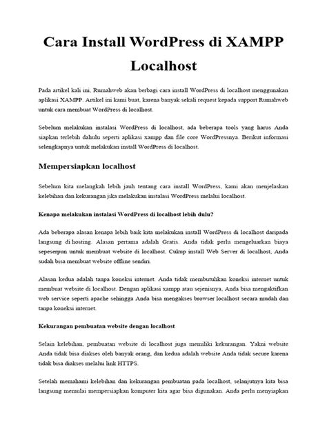 cara install wordpress di xampp localhost pdf