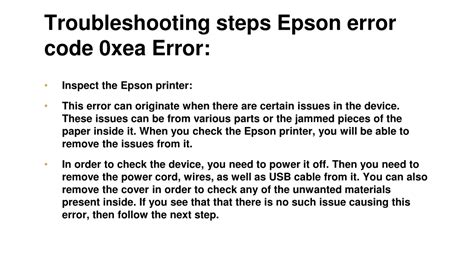 Ppt How To Resolve The Epson Error Code 0xea Powerpoint Presentation Id10985017