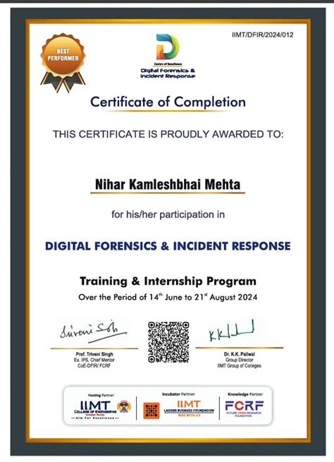 Internship Digitalforensics Cybersecurity Learning Careerdevelopment Nihar Mehta