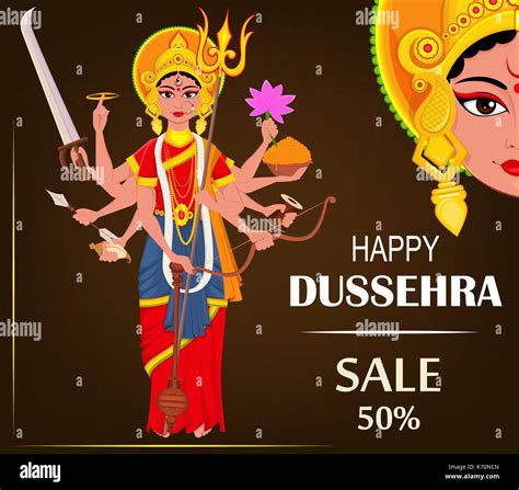 Happy Dussehra Vector Illustration For Sale Maa Durga For Hindu