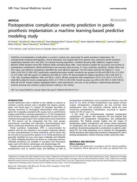 Postoperative Complication Severity Prediction In Penile Prosthesis