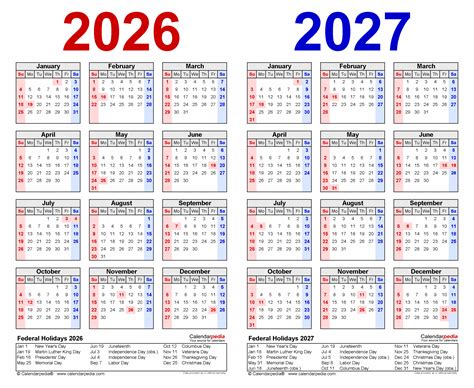 2026 27 Calendar Free Printable Templates