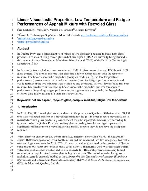 Pdf Linear Viscoelastic Properties Low Temperature And Fatigue Performances Of Asphalt