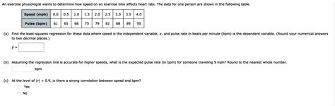 Solved Anexercise Physiologist Wans Detemmine Speeo Exercise Bike