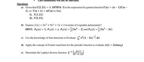 Questions A Given That Gamma2211107876 Use The Gamma‐function Re