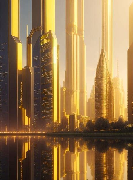 Premium Photo Future Golden City