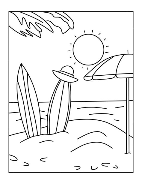 아이들을 위한 안녕하세요 여름 색칠 공부 페이지 여름 색칠 공부 프리미엄 벡터