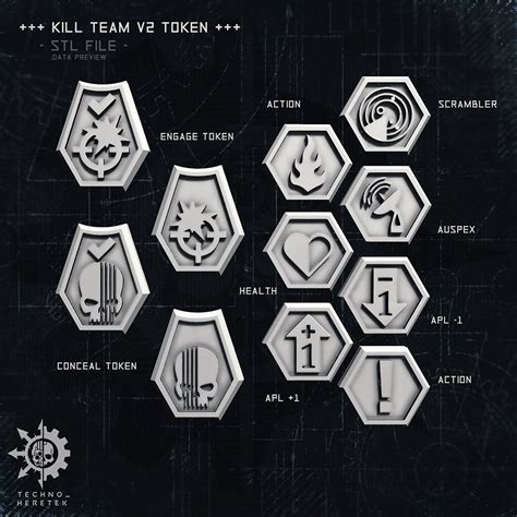 Kill Team 2021 Token Set Stl File Pack Techno Heretek