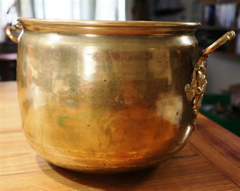 Victorian Era Brass Planter Solid Substantial Stunning Jardiniere Planter Solid Brass