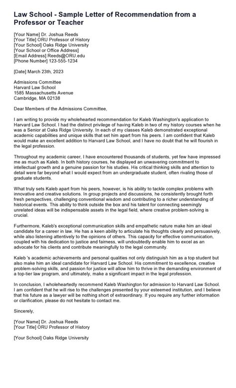 40 Law School Letter Of Recommendation Samples [best Only]