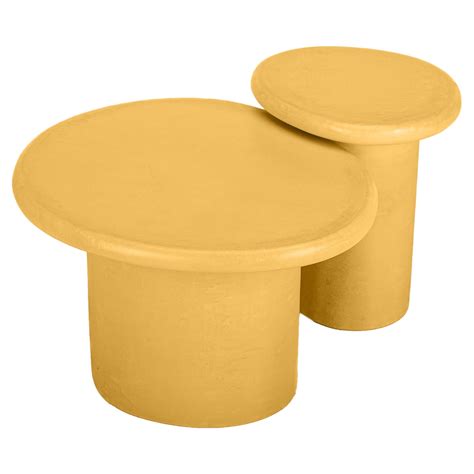 Organic Shaped Natural Plaster Coffee Table Set Sami By Isabelle
