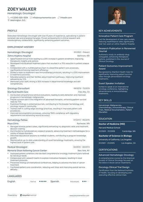 Oncologist Resume Example Free To Edit Ats Friendly Pdf 2025