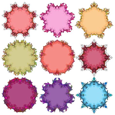Premium Vector Set Of Floral Round Frames