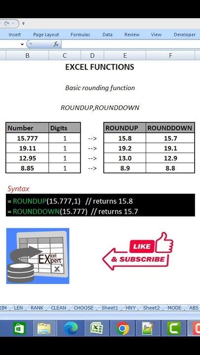Shorts Excel Exceltutorial Basic Rounding Function Roundup