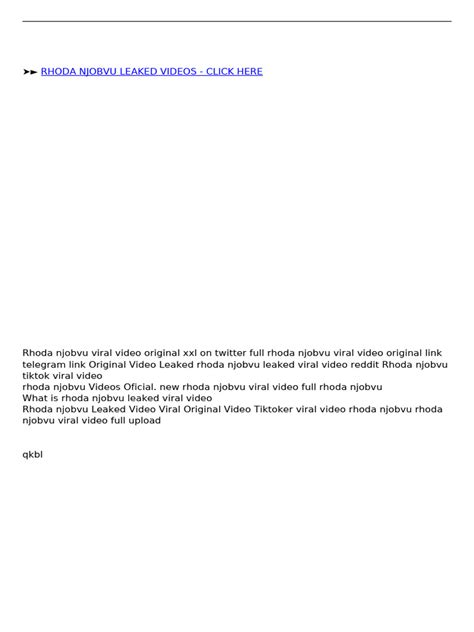 Fullhot Rhoda Njobvu Private Viral Video Rhoda Njobvu Pdf