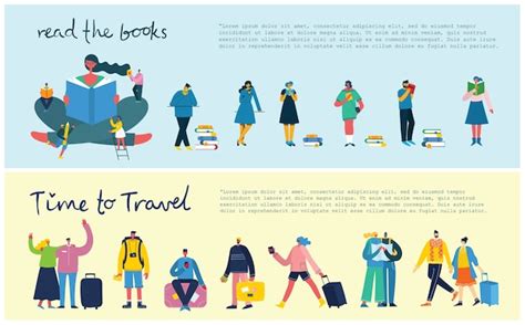 Temps De Voyager Et De Lire Lensemble Dillustrations De Livres Vecteur Premium