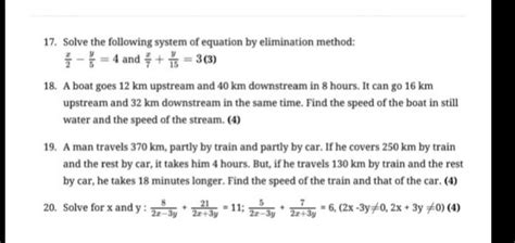 17 Solve The Following System Of Equation By Elimination Method2x −5y