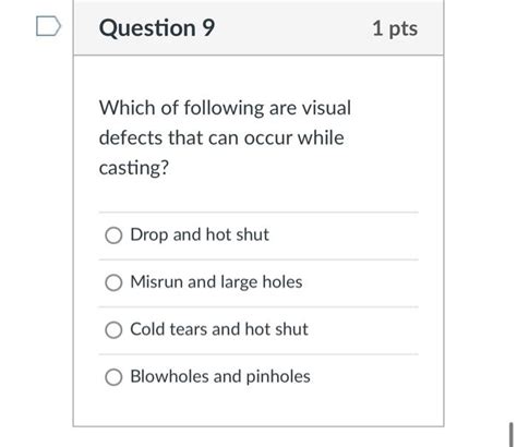 Solved Which Of Following Are Visual Defects That Can Occur