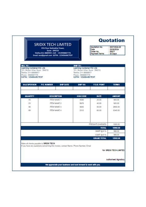 50 Professional Quotation Template In Excel Free Download