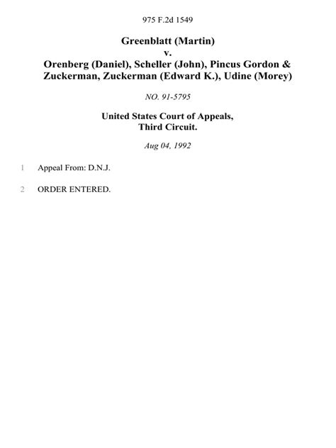 Greenblatt Martin V Orenberg Daniel Scheller John Pincus Gordon And Zuckerman Zuckerman