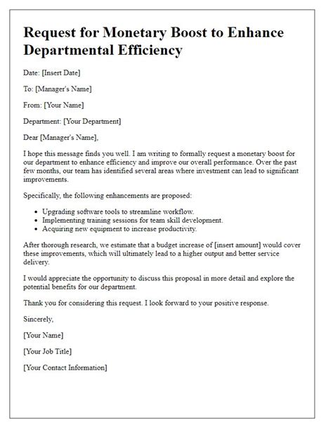 Letter Template For Departmental Budget Increase Request Free Samples