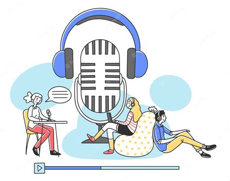 Premium Vector People Listening Radio Podcast Online Illustration