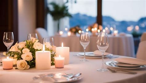 Romantic Candlelit Dinner Table Setting With View Premium Ai