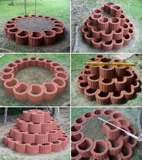 Diy Circular Garden Planter Made Of Clay Bricks