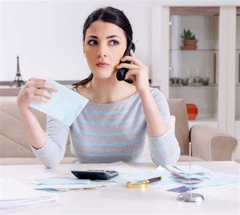 Young Woman In Budget Planning Concept Stock Image Image Of Planning