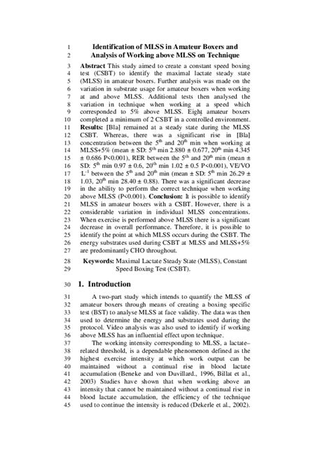 Pdf Identification Of Mlss In Amateur Boxers And Analysis Of Working
