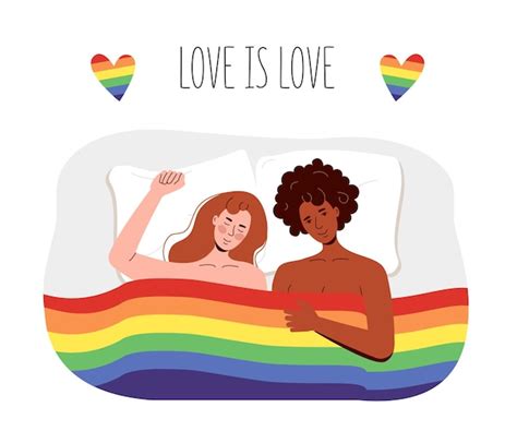 Lesbische Frauen Liegen Unter Der Regenbogenfahne Von Lgbt Mädchen