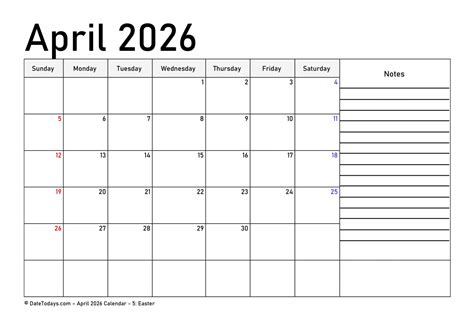 Printable April 2026 Calendar With Holidays Printable Pdf
