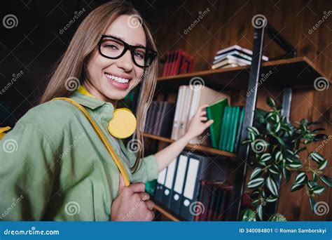 Photo Of Sweet Charming School Girl Wear Shirt Glasses Headphones
