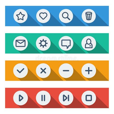 Flat Ui Design Elements Set Of Basic Web Icons Stock Vector