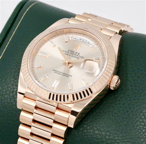 Rolex Day Date 40 In 18ct Everose Gold With Factory Set Sundust