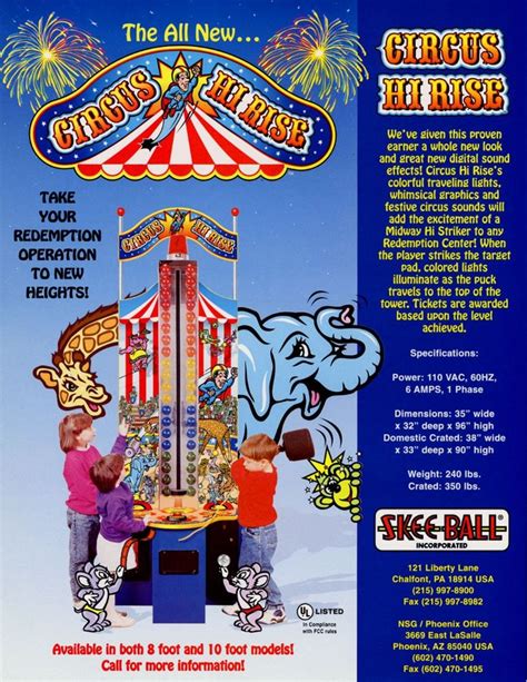 Circus Hi Rise Skee Ball Inc Arcade Game Usa The Arcade Flyer