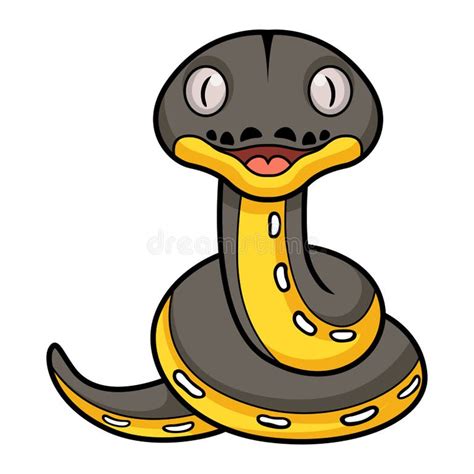 Cute Platinum Titanium Reticulated Python Cartoon Stock Vector