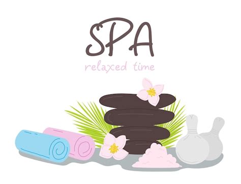 Premium Vector Spa Relaxing Time Illustration Spa Stones Palm Leaf