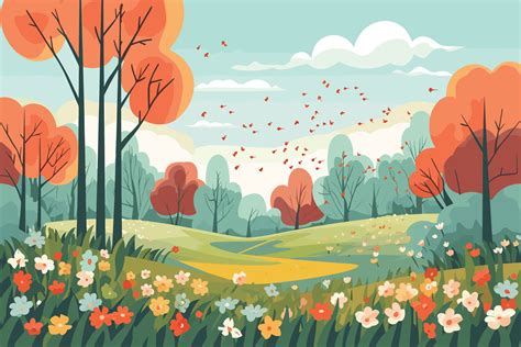Spring Season Flat Design Vector Illustration Spring Season Background