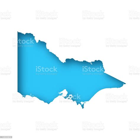 Victoria Map White Paper Cut Out On Blue Background Stock Illustration
