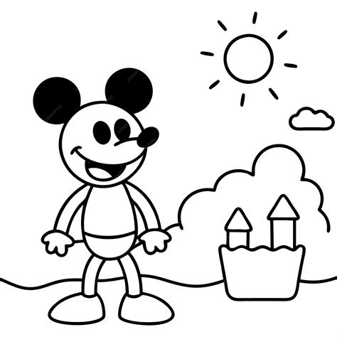 Friendly Micky Mouse Cartoon Coloring Page Premium Ai Generated Vector