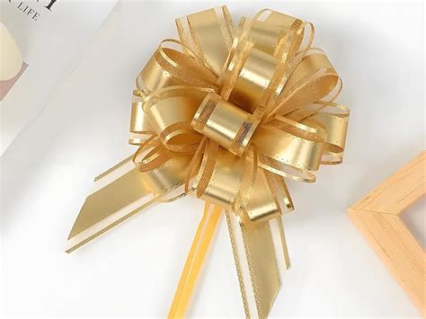 Aimtohome Small Pull Bows 10 Pcs 4 Inch Gold T Bows For
